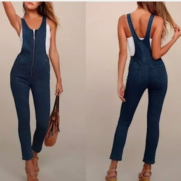 Free People | Pants & Jumpsuits | Free People Jax Zip Front Denim ...